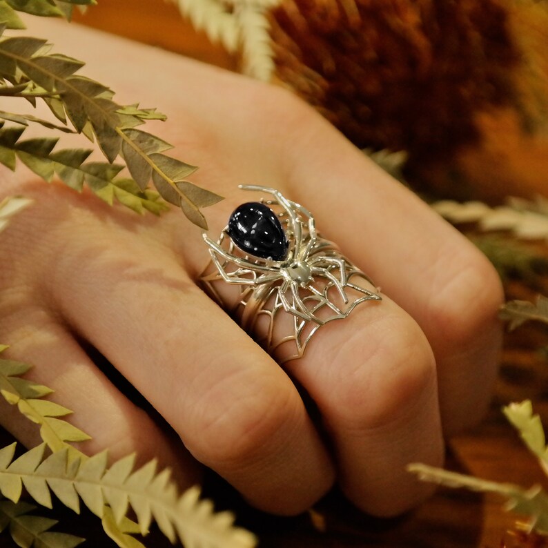 Spider Gemstone Ring Garnet Moonstone Onyx Stacking - Etsy