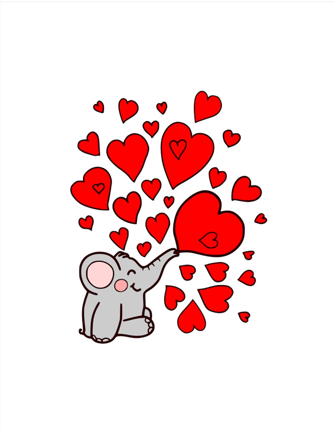 Cute Elephant Blowing Heart Bubbles SVG PNG Valentine Layered Cut Files ...