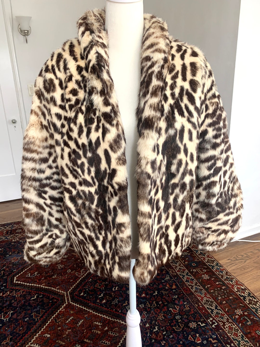 Burning Man // Playa Leopard Print rabbit Fur Jacket - Etsy