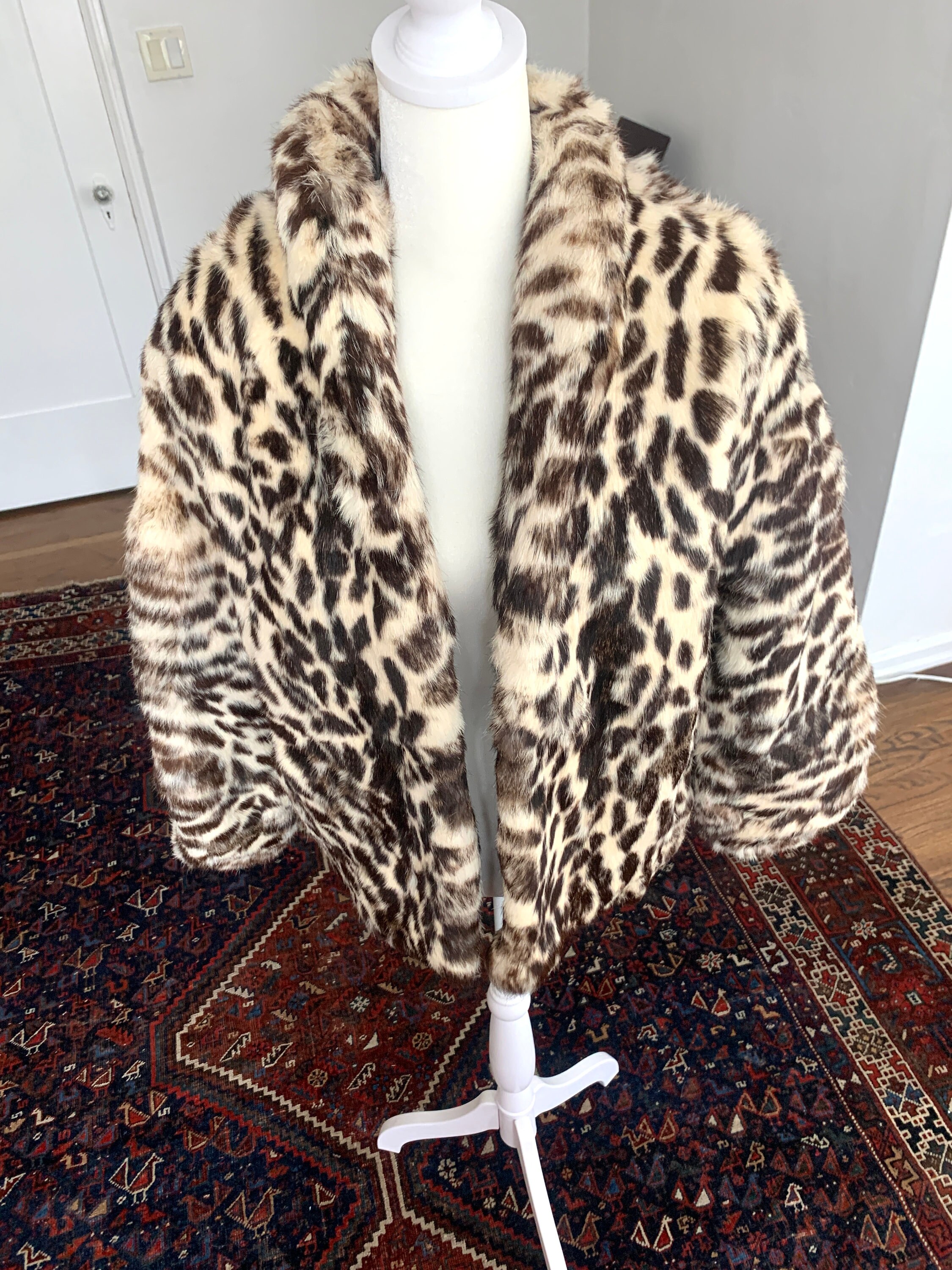 Burning Man // Playa Leopard Print rabbit Fur Jacket - Etsy
