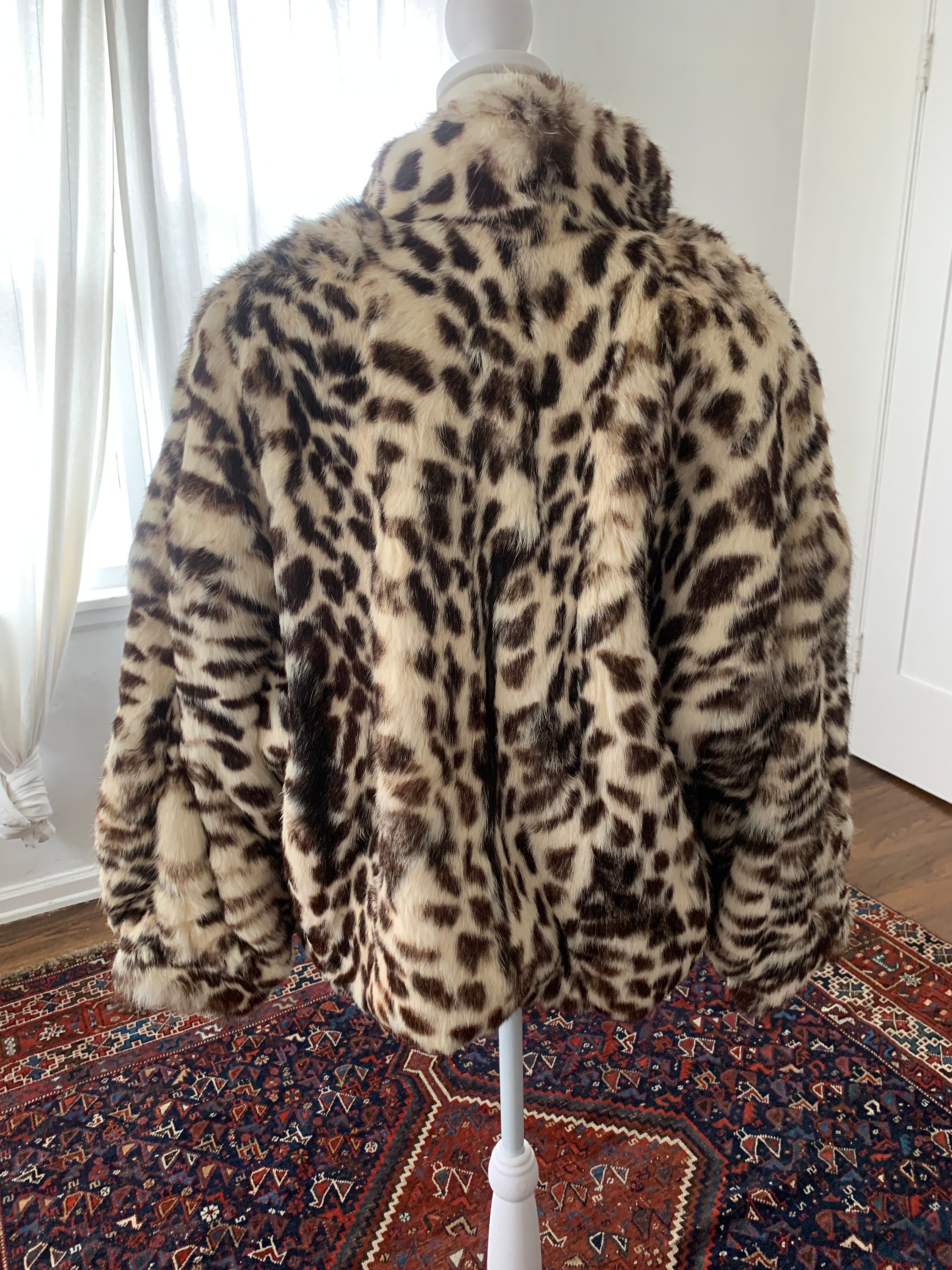 Burning Man // Playa Leopard Print rabbit Fur Jacket - Etsy