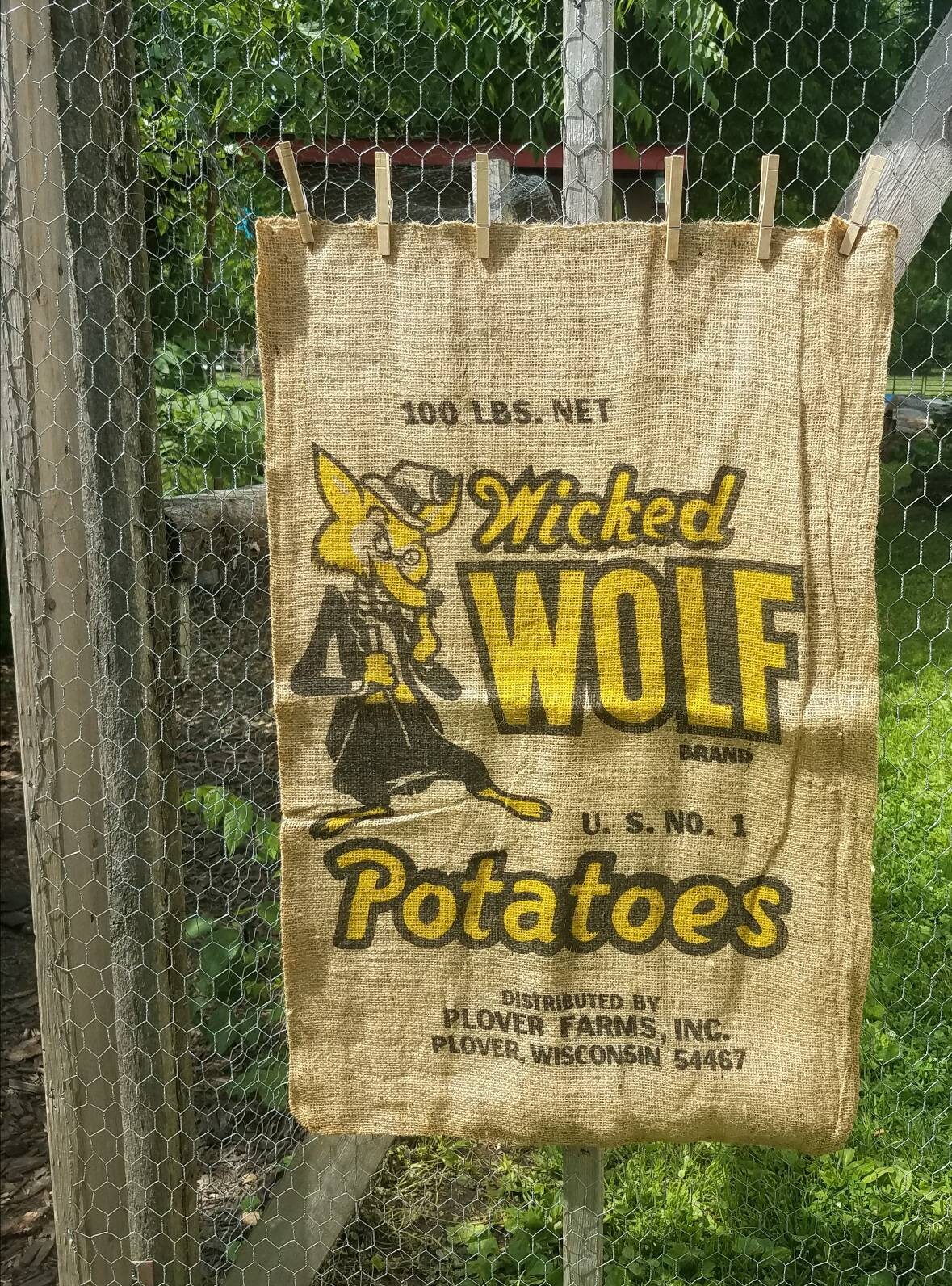 Wicked Wolf Potatoes Vintage Burlap Potato Sack Plover | Etsy