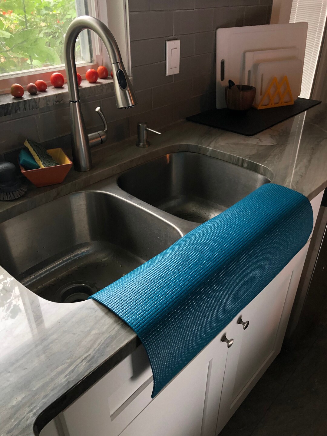 Dark Teal, Double SINK EDGE GUARD, Protects Granite Chipping, Splash ...