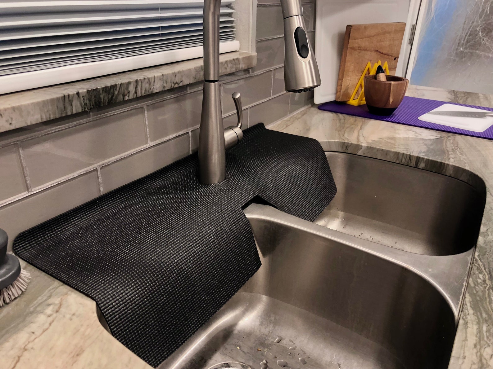 Black Double Sink FAUCET SPLASH GUARD, Drip Catcher, Kitchen Sink ...