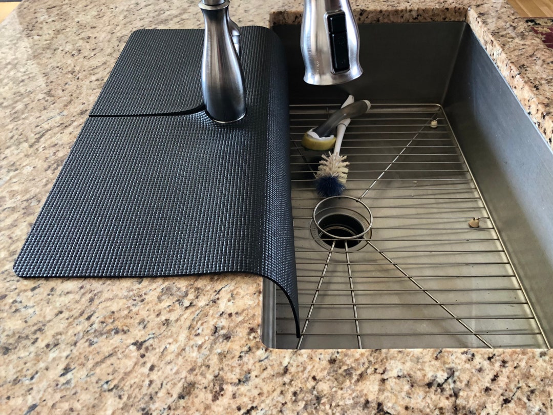 Black FAUCET SPLASH GUARD, Drip Catcher, Kitchen Sink Protection ...