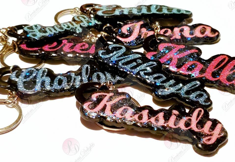 CUSTOM Glitter Cardstock Keychains - UV Resin - Keepsake - Party Favors ...