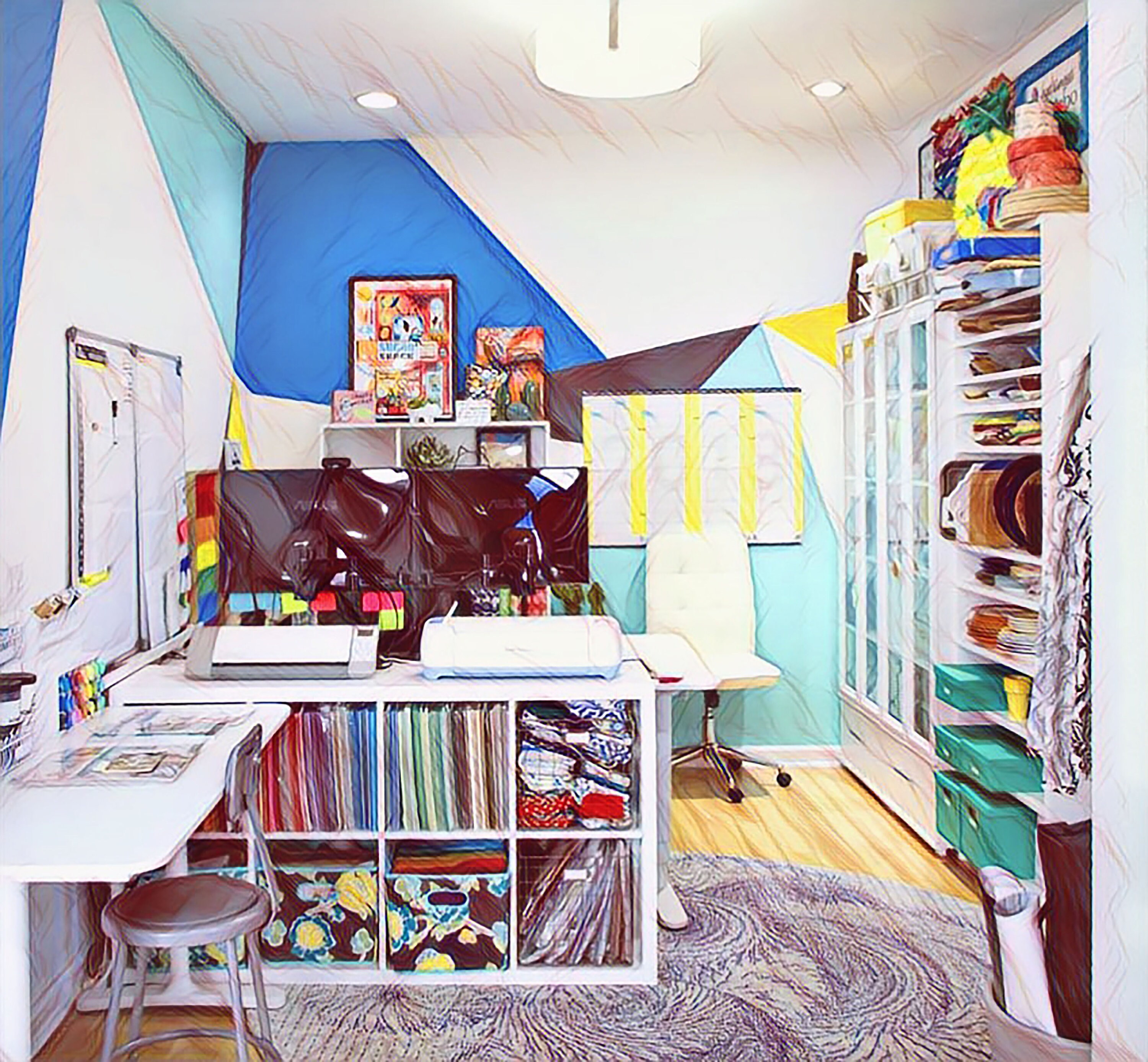 Illustrated Digital Background - Craftroom Theme - Notebook, Planner ...