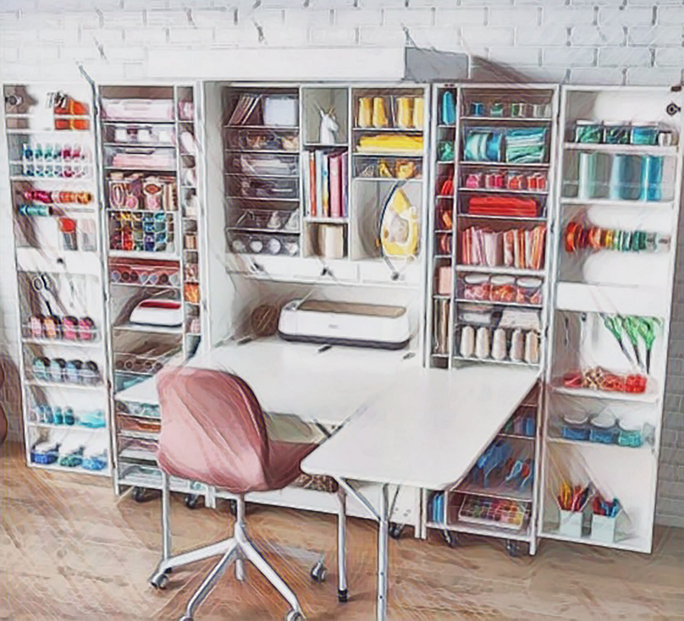 Illustrated Digital Background - Craftroom Theme - Notebook, Planner ...