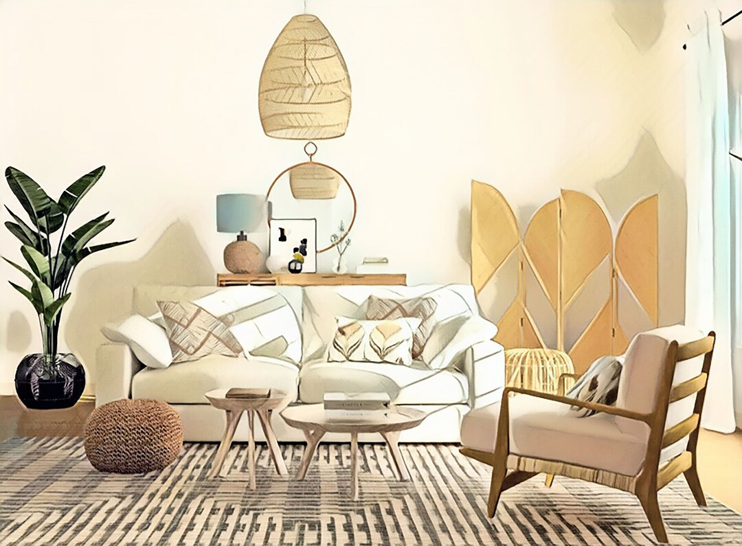 Illustrated Digital Background - Livingroom Theme - Instant Download ...