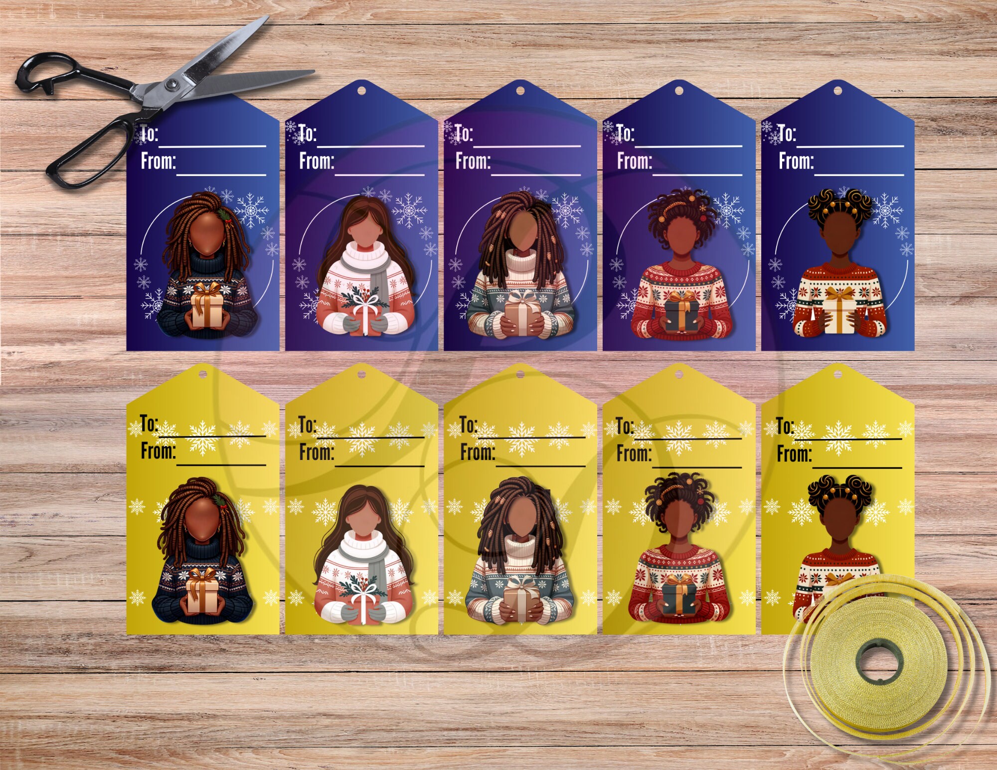 Printable Gift Tags, PDF, PNG, Instant Download, African American ...