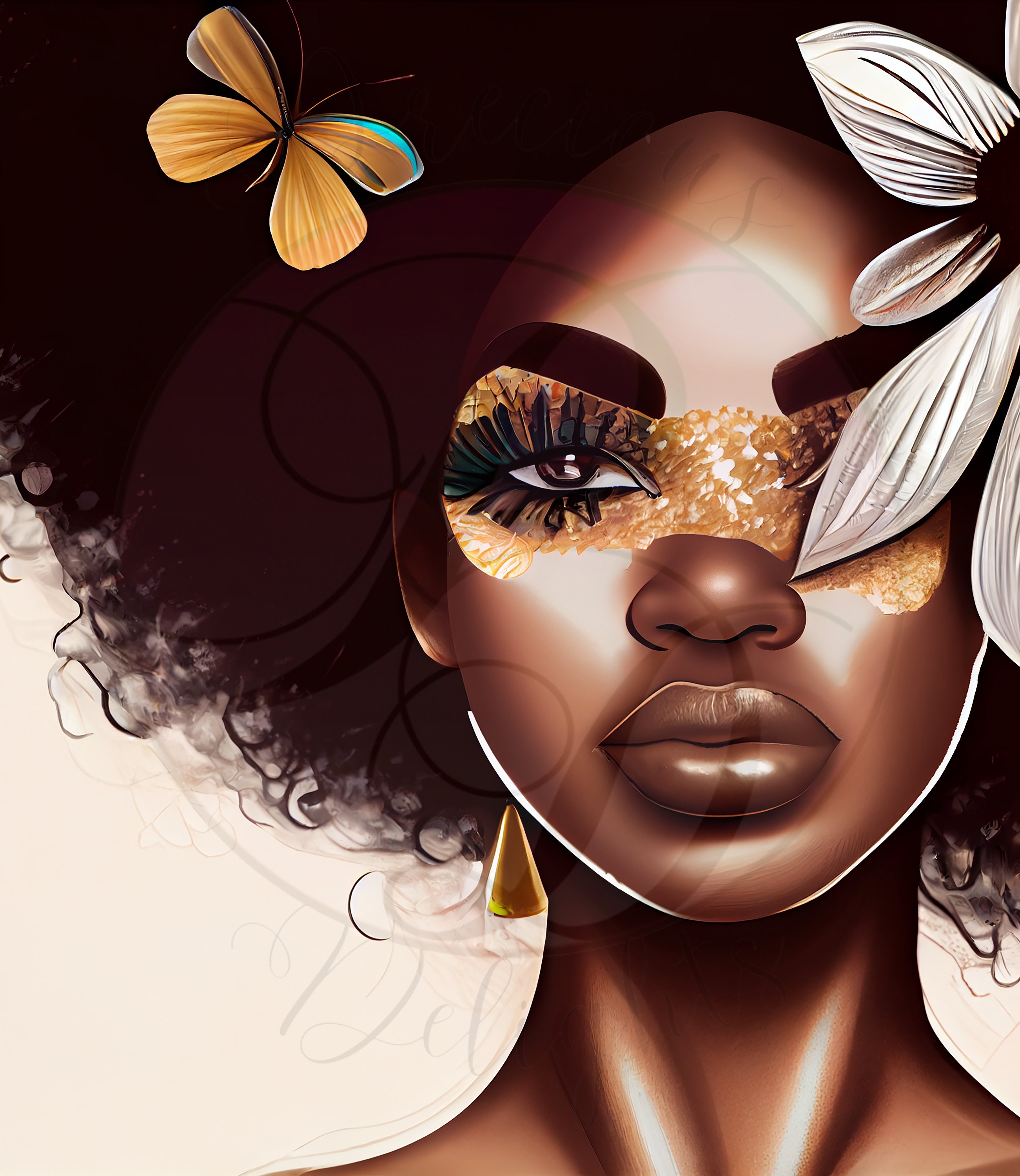 Black Woman Wall Art, Black Digital Art, African Amemrican Art, Black ...