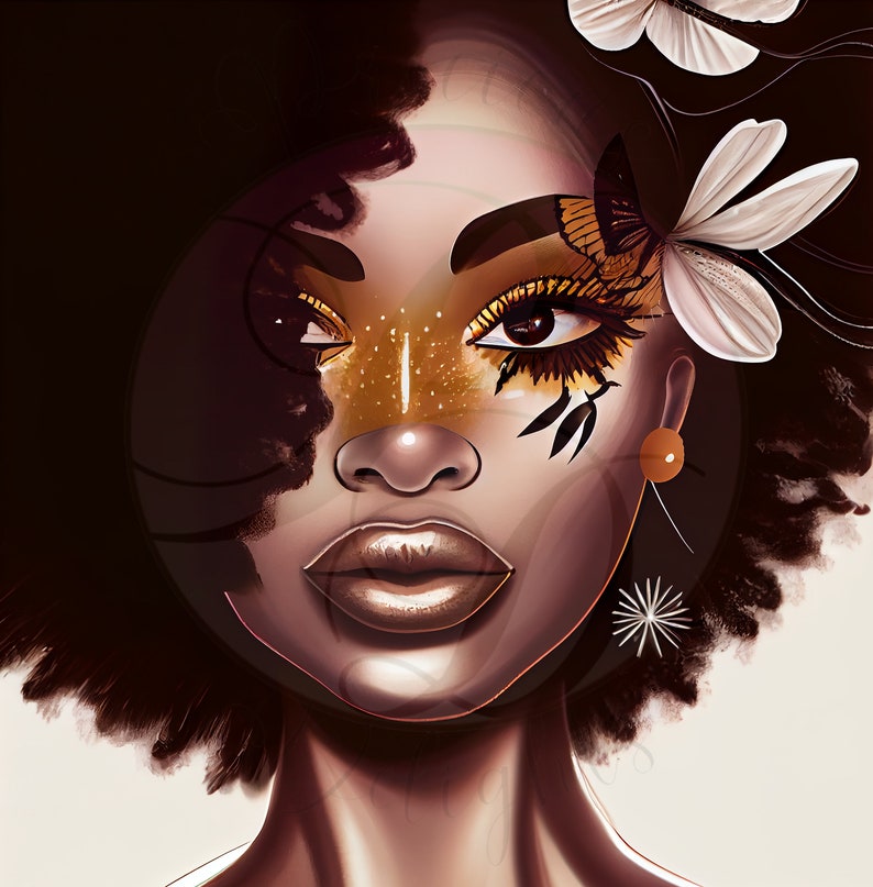 Black Woman Wall Art, Black Digital Art, African Amemrican Art, Black ...