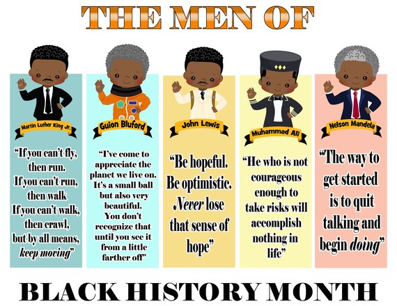 Black History Month Bookmarks African American Men and | Etsy