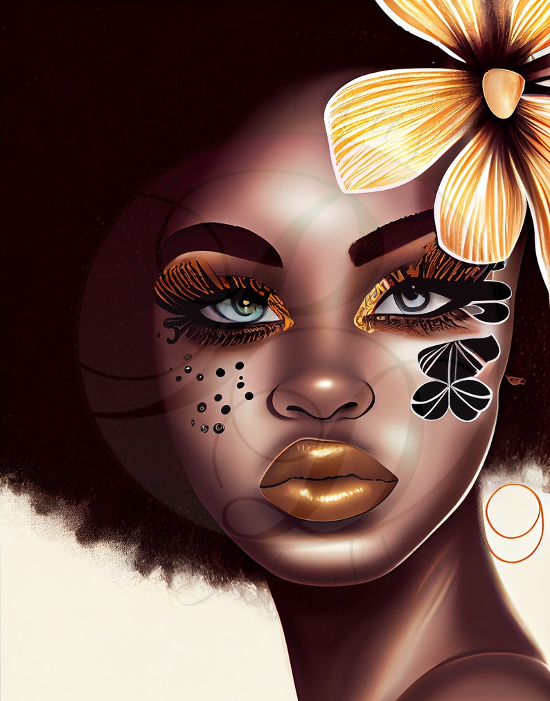 Black Woman Wall Art, Black Digital Art, African Amemrican Art, Black ...