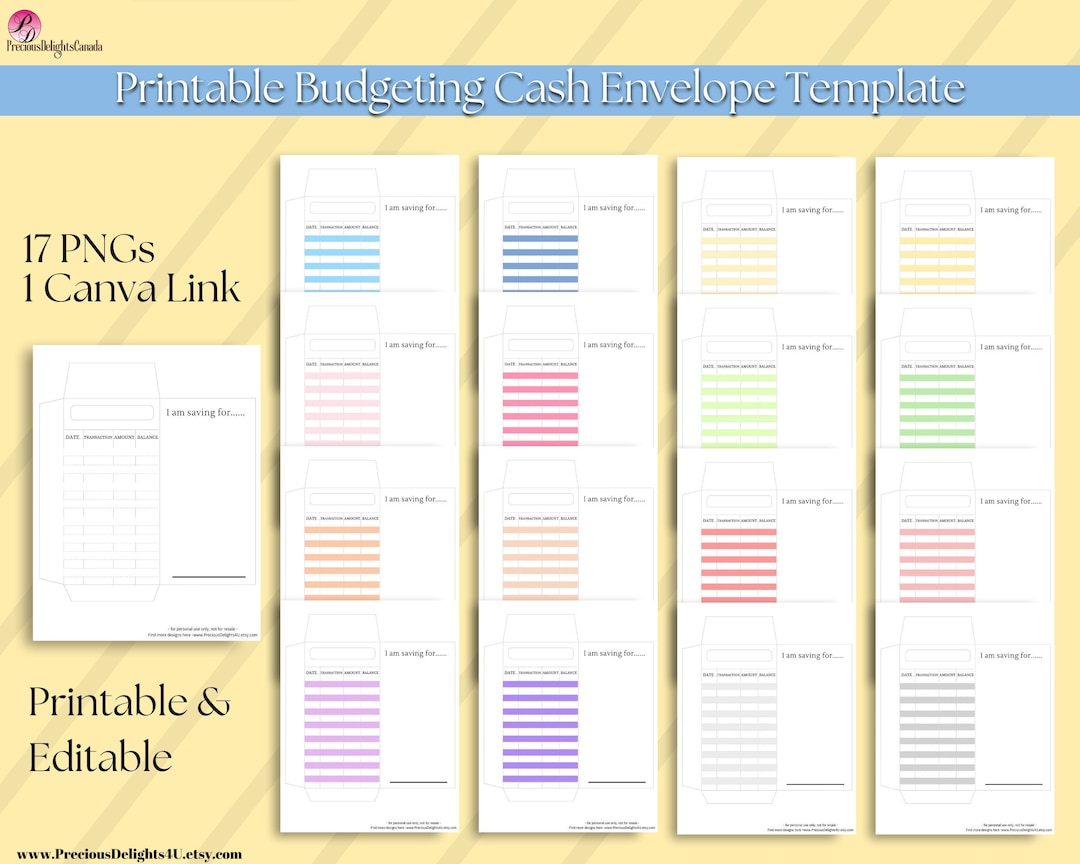 17 Cash Envelopes Printable, Editable Cash Envelopes, Cash Envelope ...