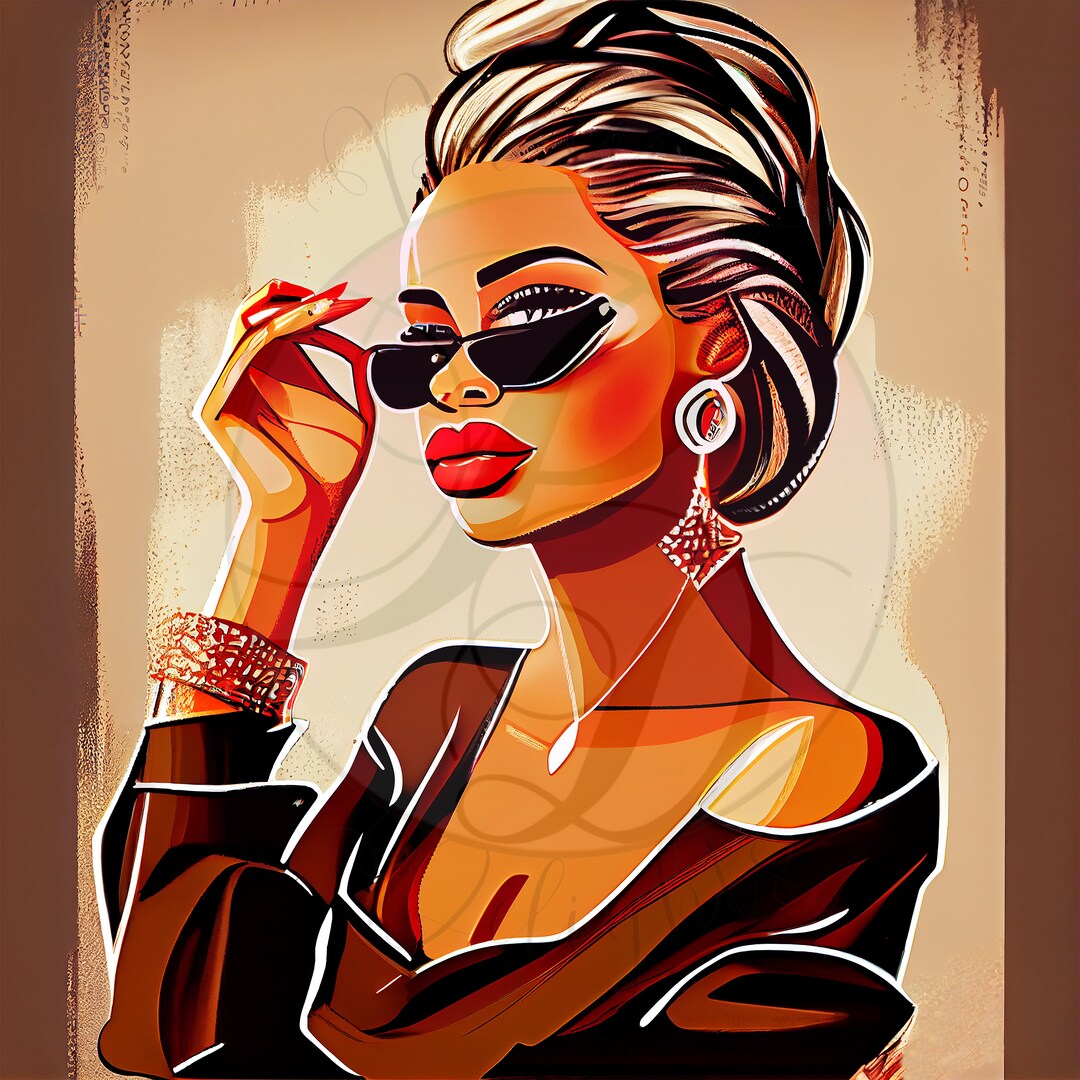 Beautiful Black Woman Digital Art Digital Illustration Instant