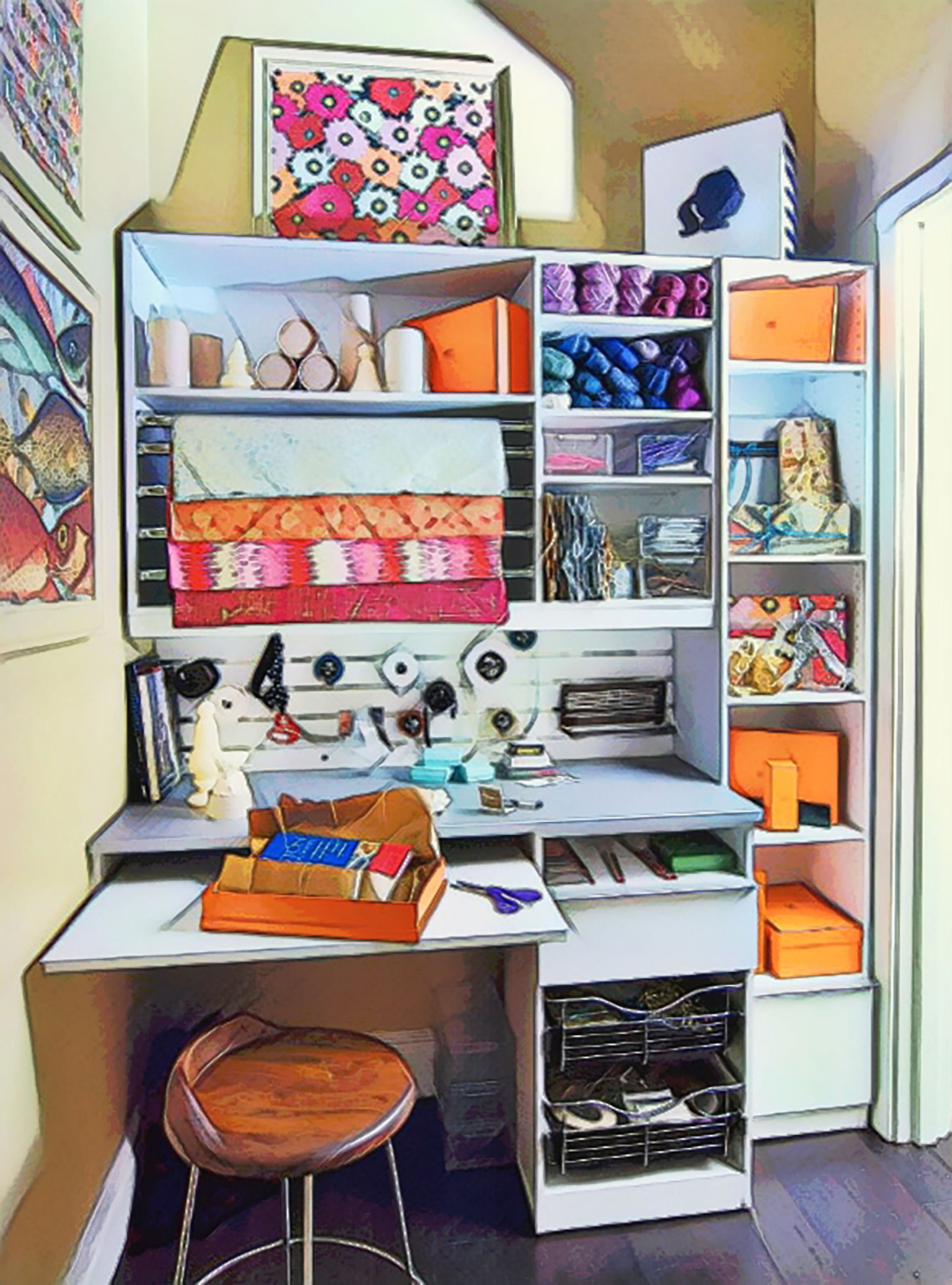 Illustrated Digital Background - Craftroom Theme - Notebook, Planner ...