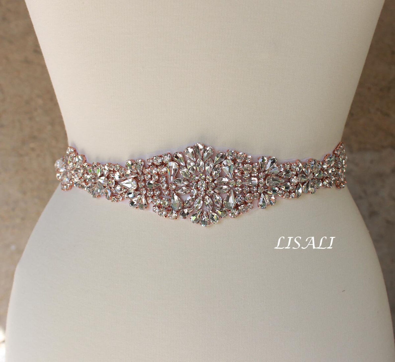 LISALI 13 Sparkly Wedding Belt Rose Gold Rhinestone | Etsy