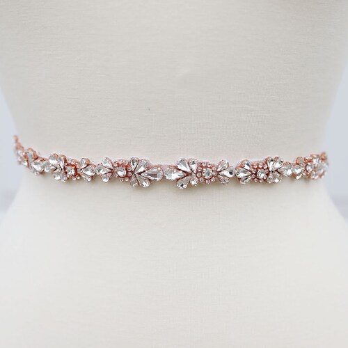Rose Gold Bridal Dress Belt Rhinestone Wedding Belt Sash Rose - Etsy