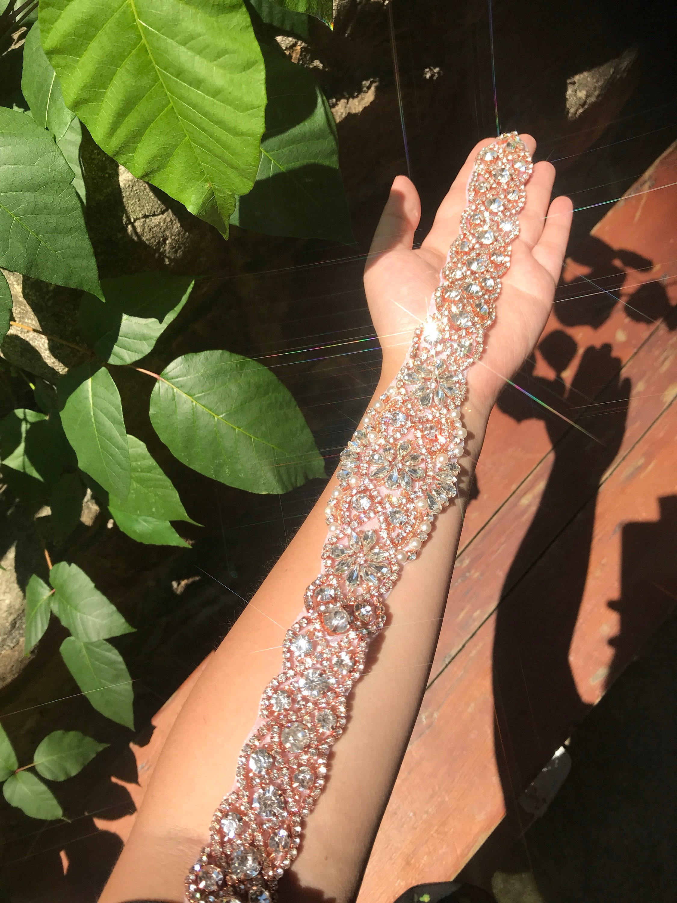LISALI Sparkly Wedding Belt, Rose Gold Rhinestone Belt, Bridal Belts ...