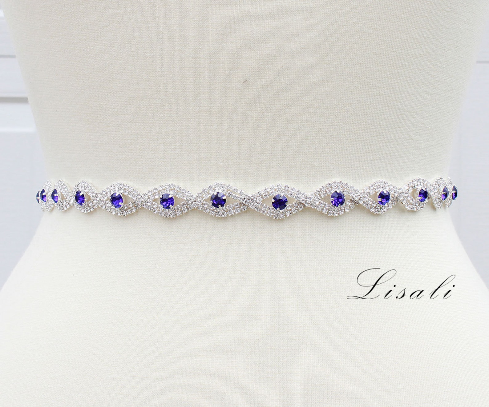 LISALI Blue Bridal Belt, Wedding Belt, Rhinestone Belt, Wedding Dress ...