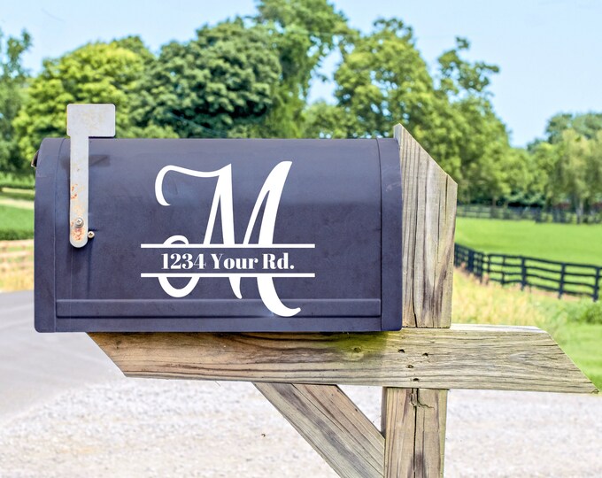 Personalized Mailbox Decal - Monogram Mailbox Address Label W/ Street ...