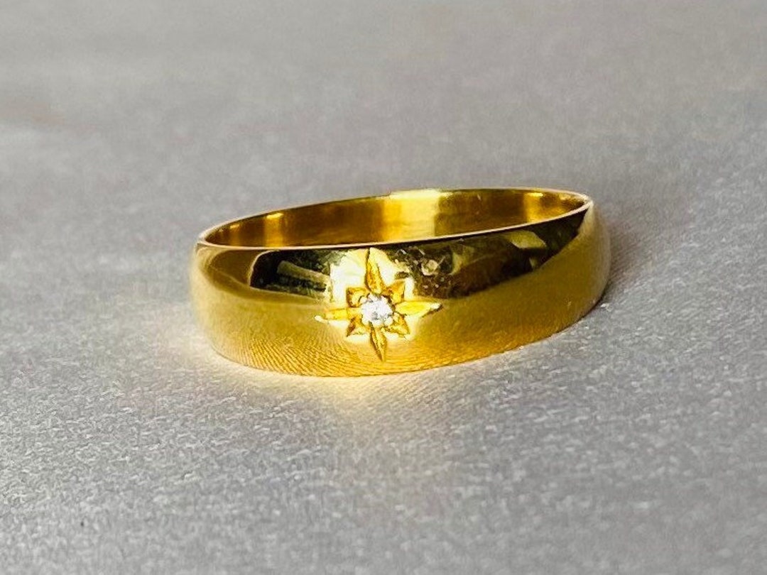Dome Ring With Diamond Stone - Gold Dome Ring, Dome Gold Ring, Cubic ...