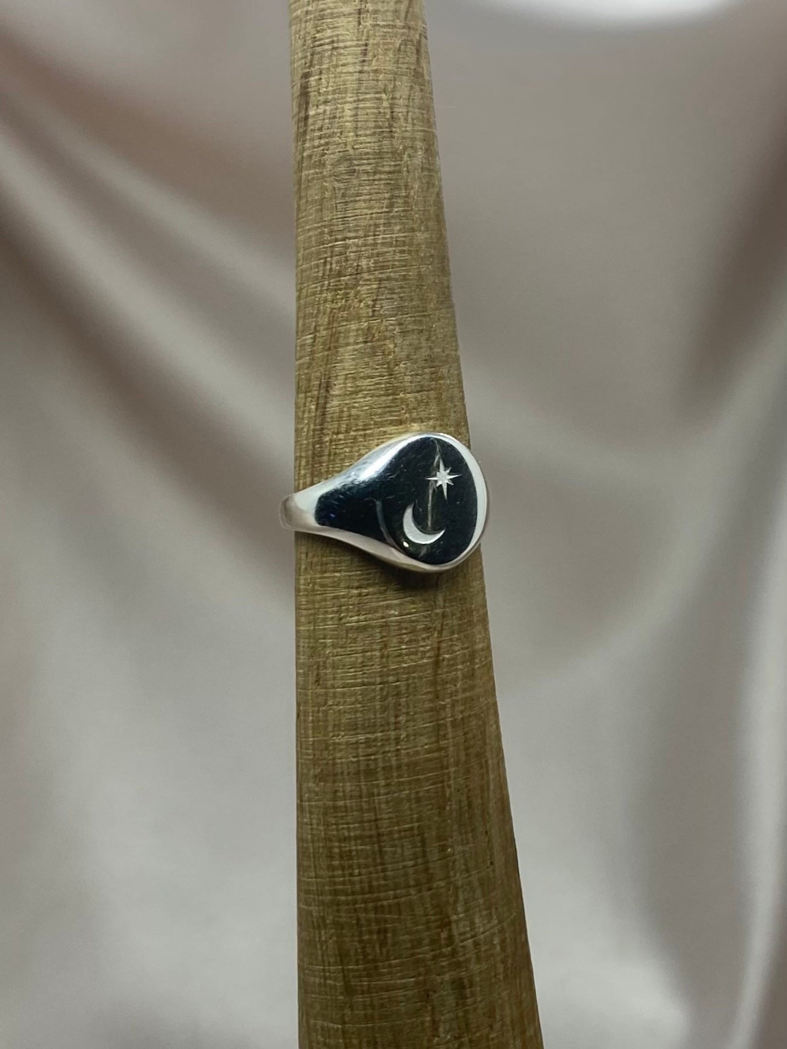 Moon and Star Engraving Signet Ring Moon Engraving Ring, Moon Ring ...