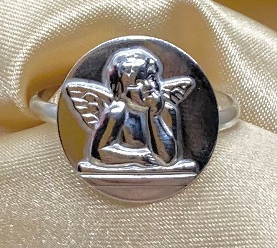 Silver Cherub Ring Sterling Silver Angel Ring Cherub Ring | Etsy