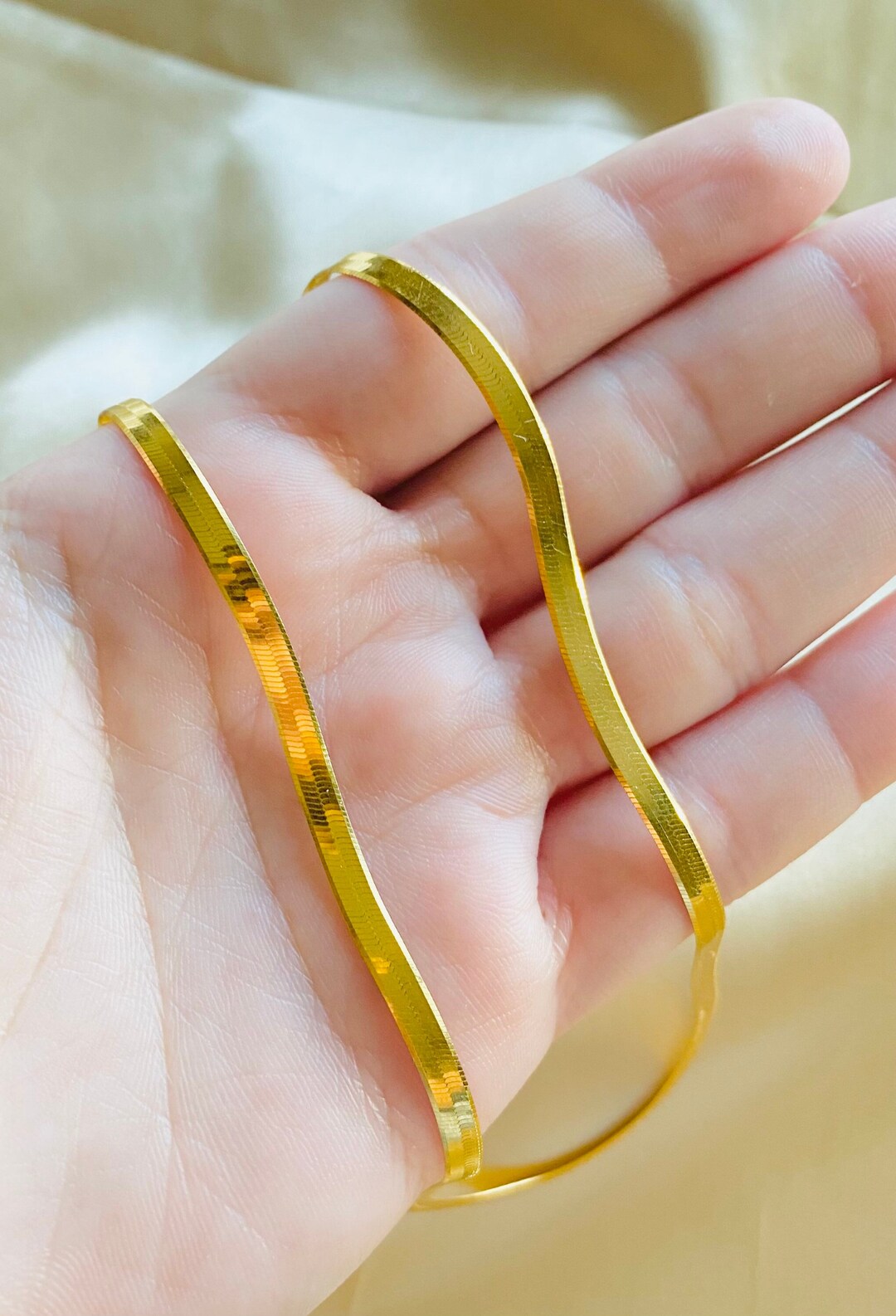 Herringbone Chain - Vintage Style Herringbone Necklace, Gold Plated ...