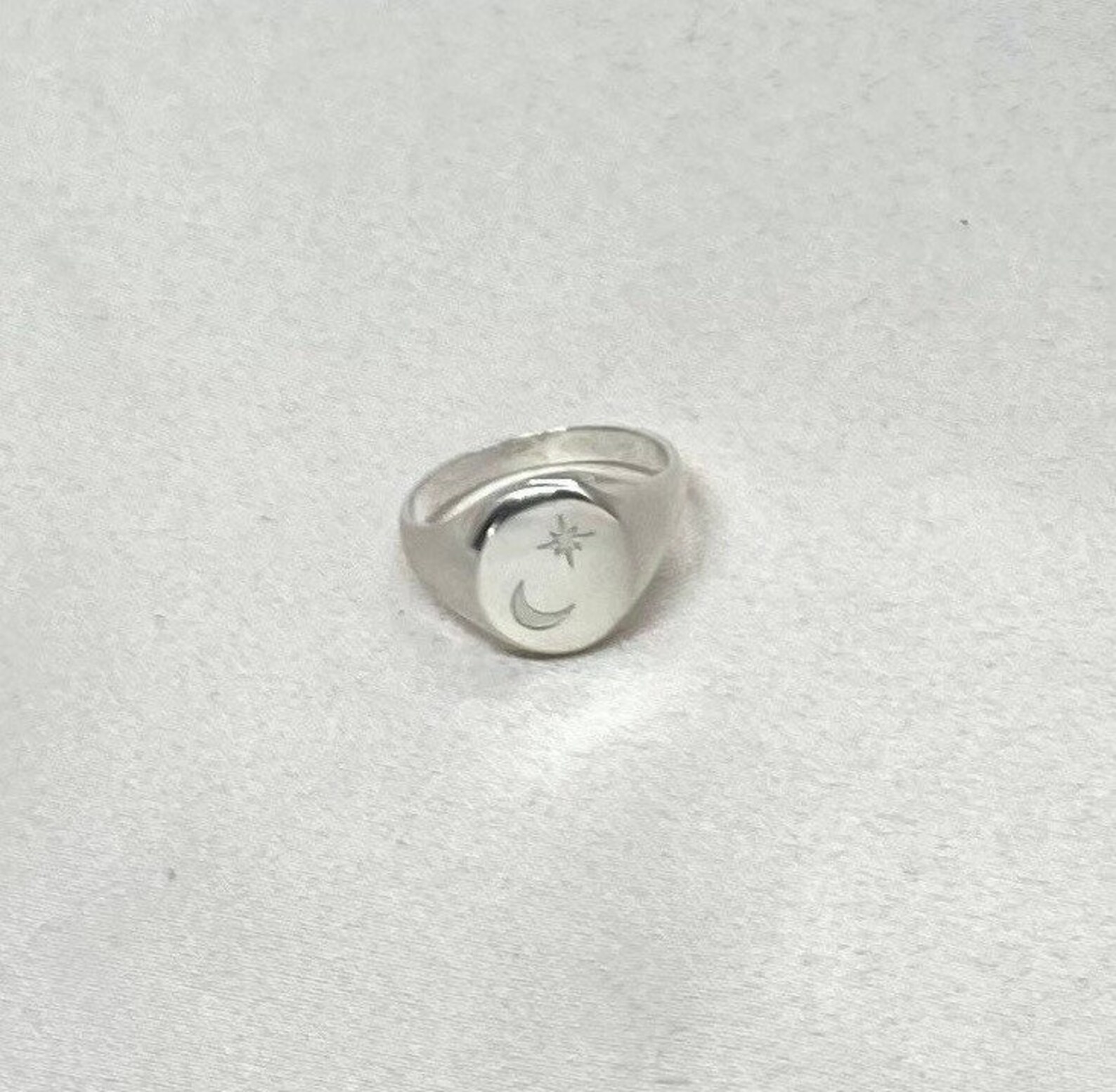 Moon and Star Engraving Signet Ring Moon Engraving Ring, Moon Ring ...