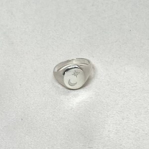 Moon and Star Engraving Signet Ring Moon Engraving Ring, Moon Ring ...