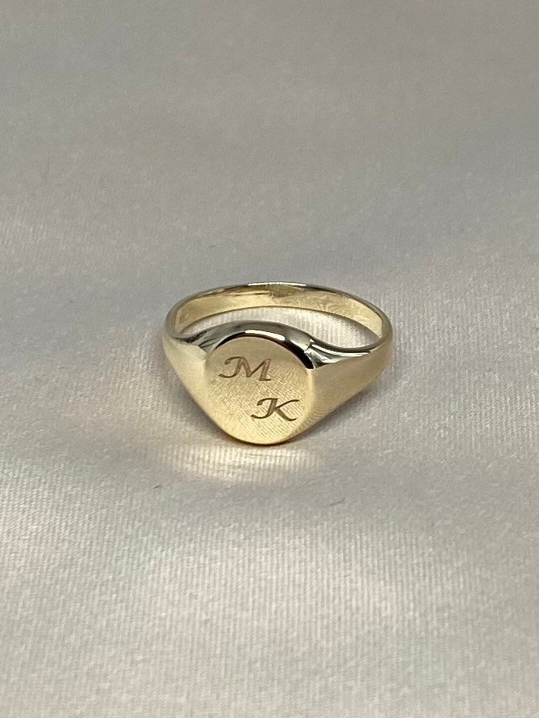 Gold Initial Signet Ring 10kt Gold Signet Ring, Initial Engraving Gold ...
