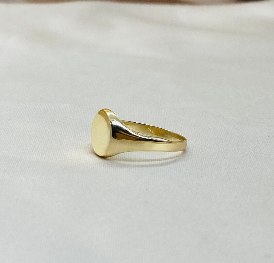 Gold Signet Ring Small Round Signet Ring, 10 Kt Gold Signet Ring, Gold ...
