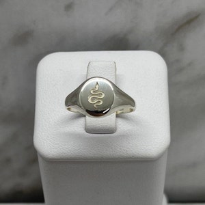 Snake Signet Ring - Small Round Signet Ring With Snake Engraving, Gold-plated Snake Ring, Unique ...