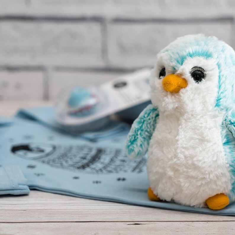 Penguin Baby Gift Box Penguin Babygrow Soft Toy Muslins & - Etsy