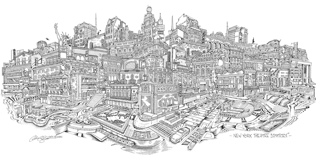 Broadway Drawing - Etsy