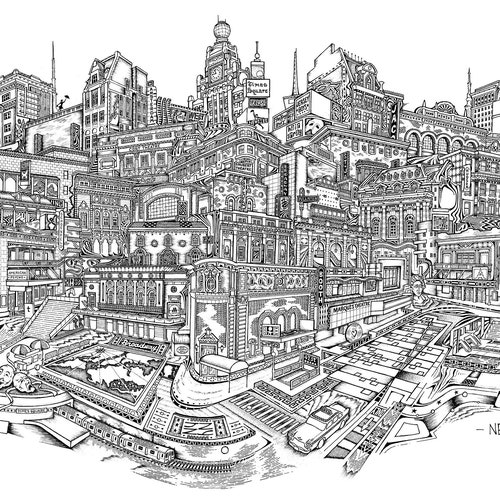 Broadway Drawing - Etsy