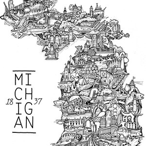 Michigan Map Shirt- Light Blue - Etsy