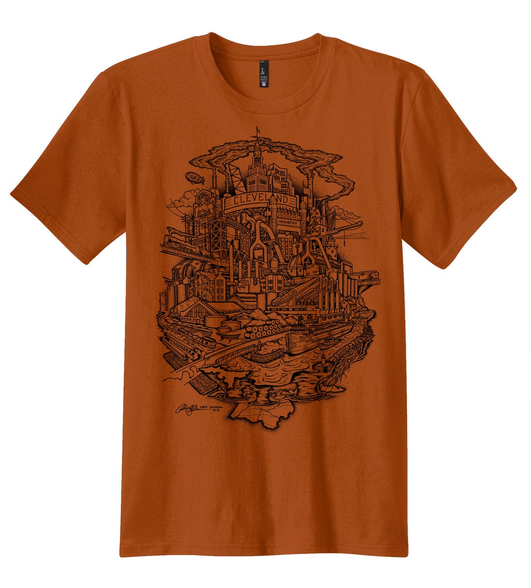 Burnt Orange Cleveland Industrial T-shirt - Etsy