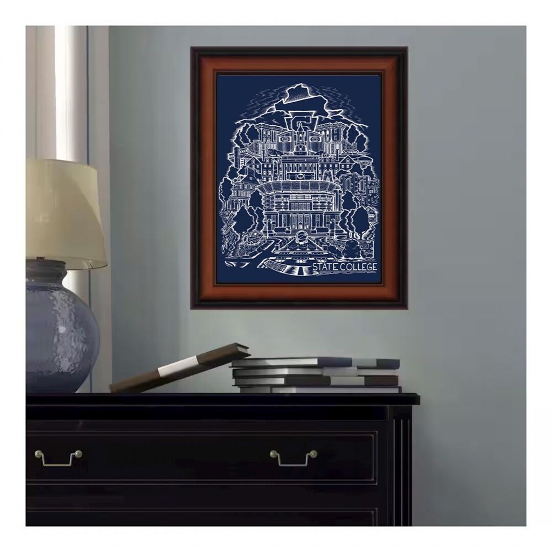 Penn State Art Print, State College, PA, Freehand Ink Drawing - Etsy