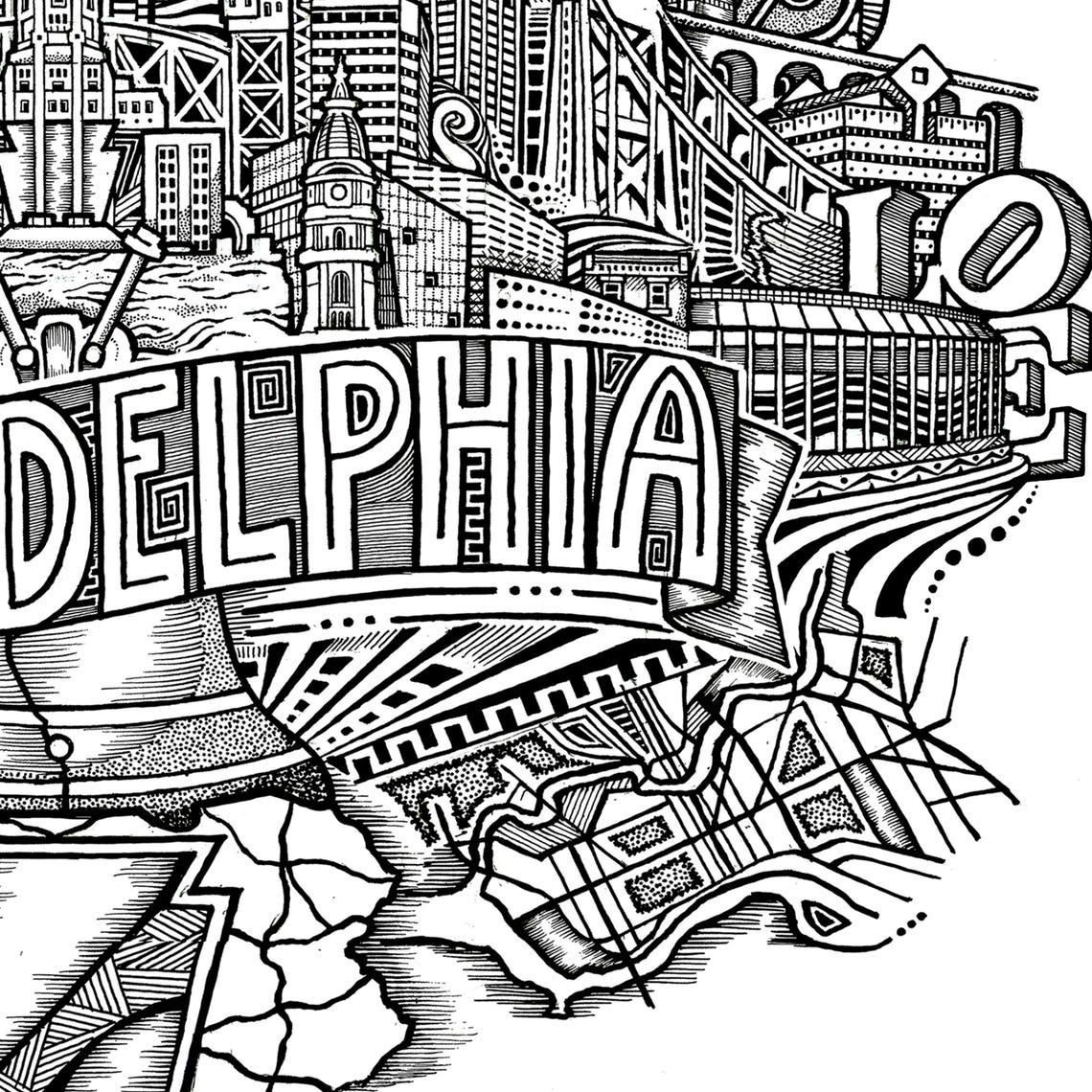 Philadelphia Drawing Print - Etsy