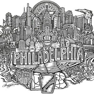 Philadelphia Drawing Print - Etsy