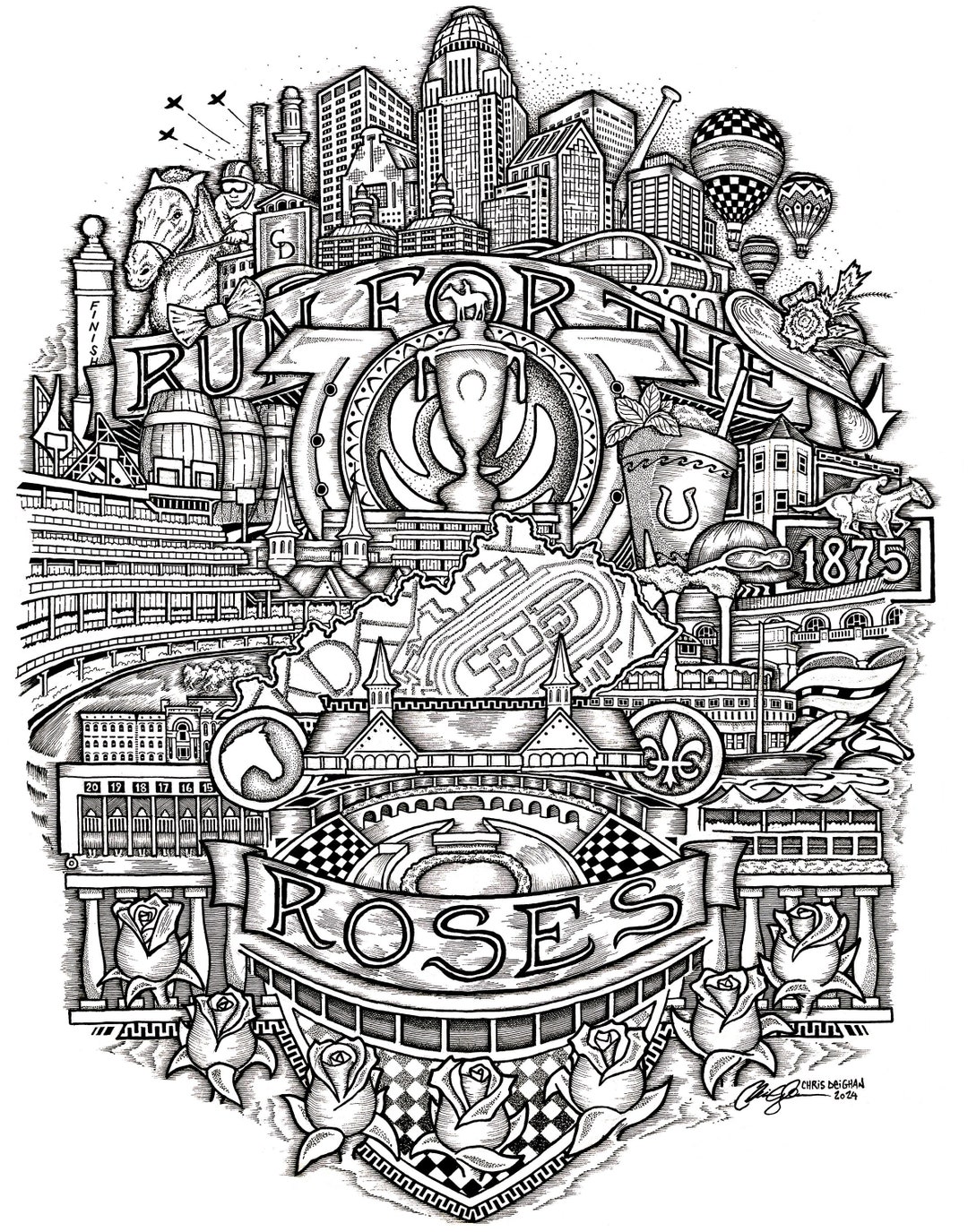 Kentucky Derby Drawing - Etsy