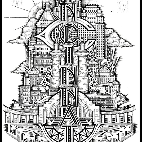 Cincinnati Drawing - Etsy