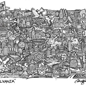 Map of PA Drawing - Etsy