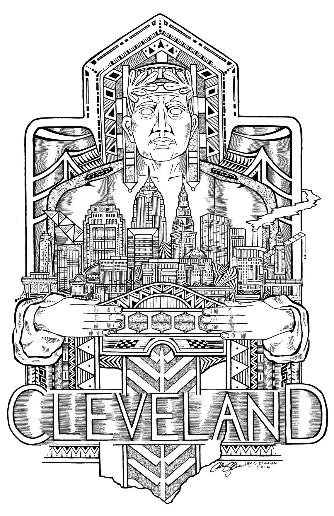 Cleveland Guardian of Transportation Drawing - Etsy