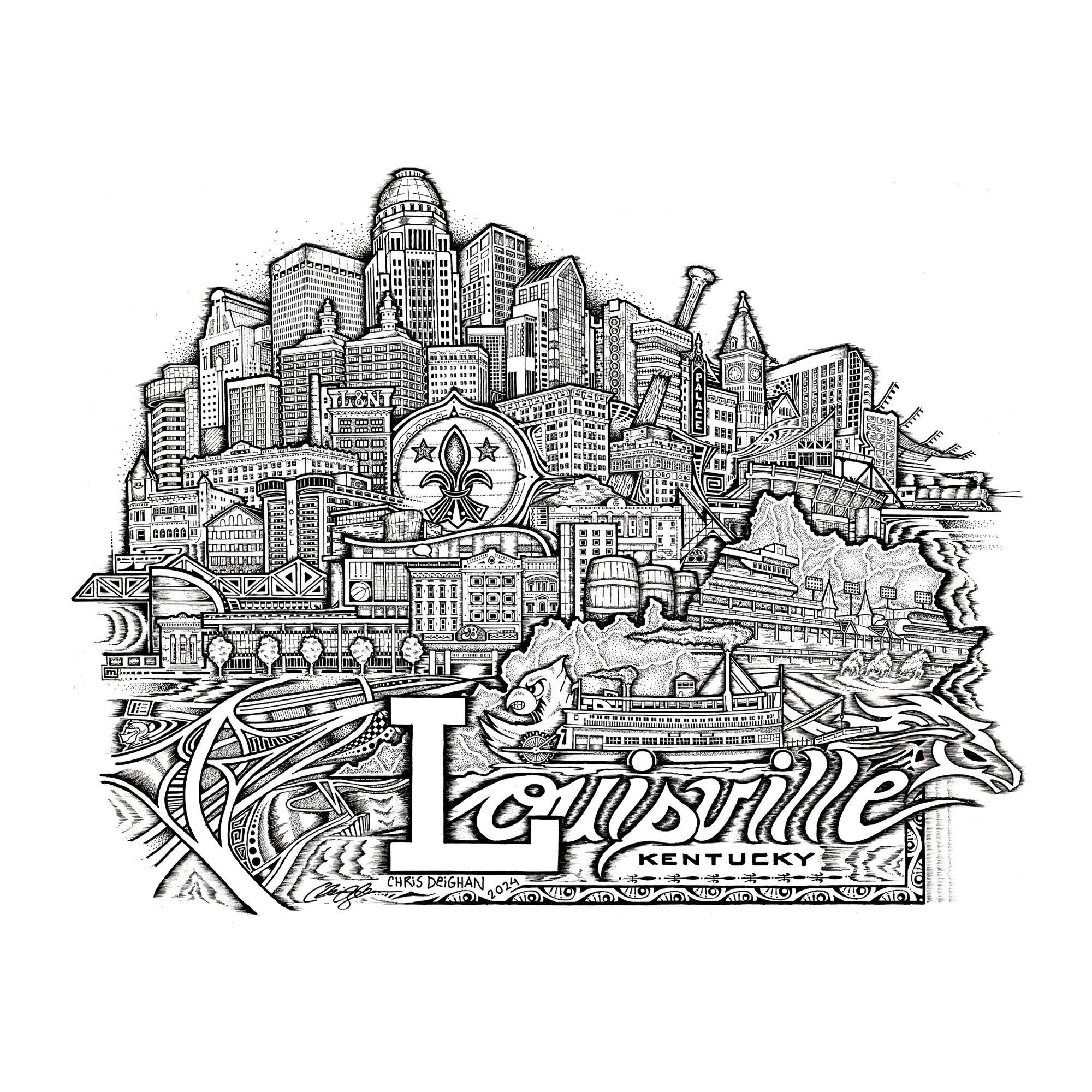 Louisville KY Drawing - Etsy
