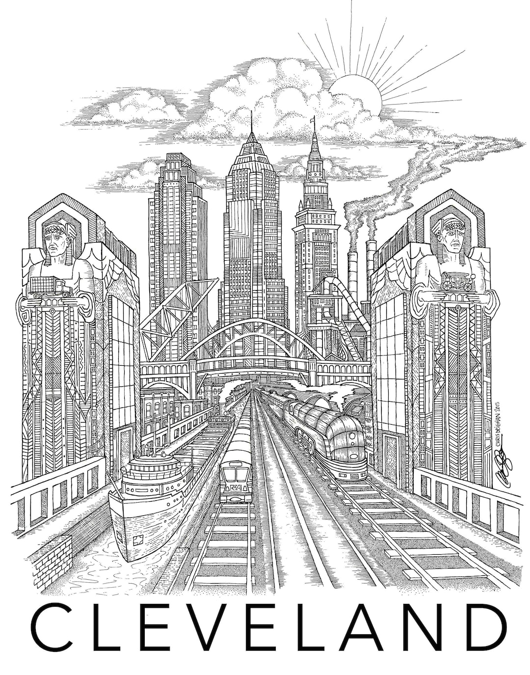 Cleveland Guardians of Transportation Drawing 1 - Etsy