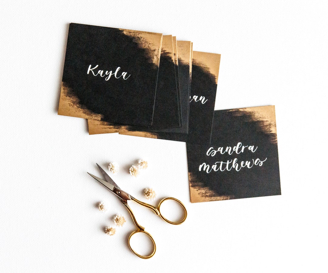 Placement Cards, Gold Dinner Place Cards, Wedding Calligraphy, Custom ...
